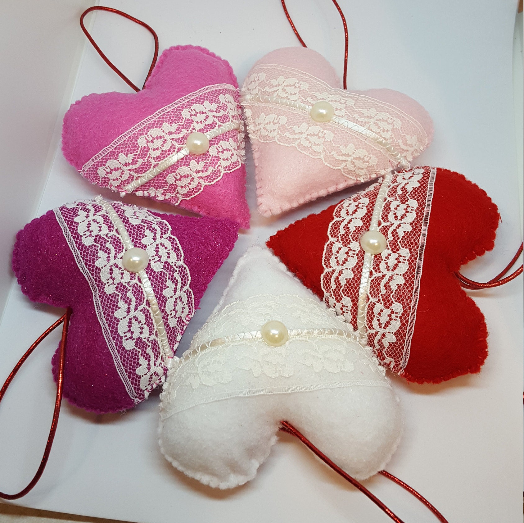 Felt Heart Ornaments - Etsy