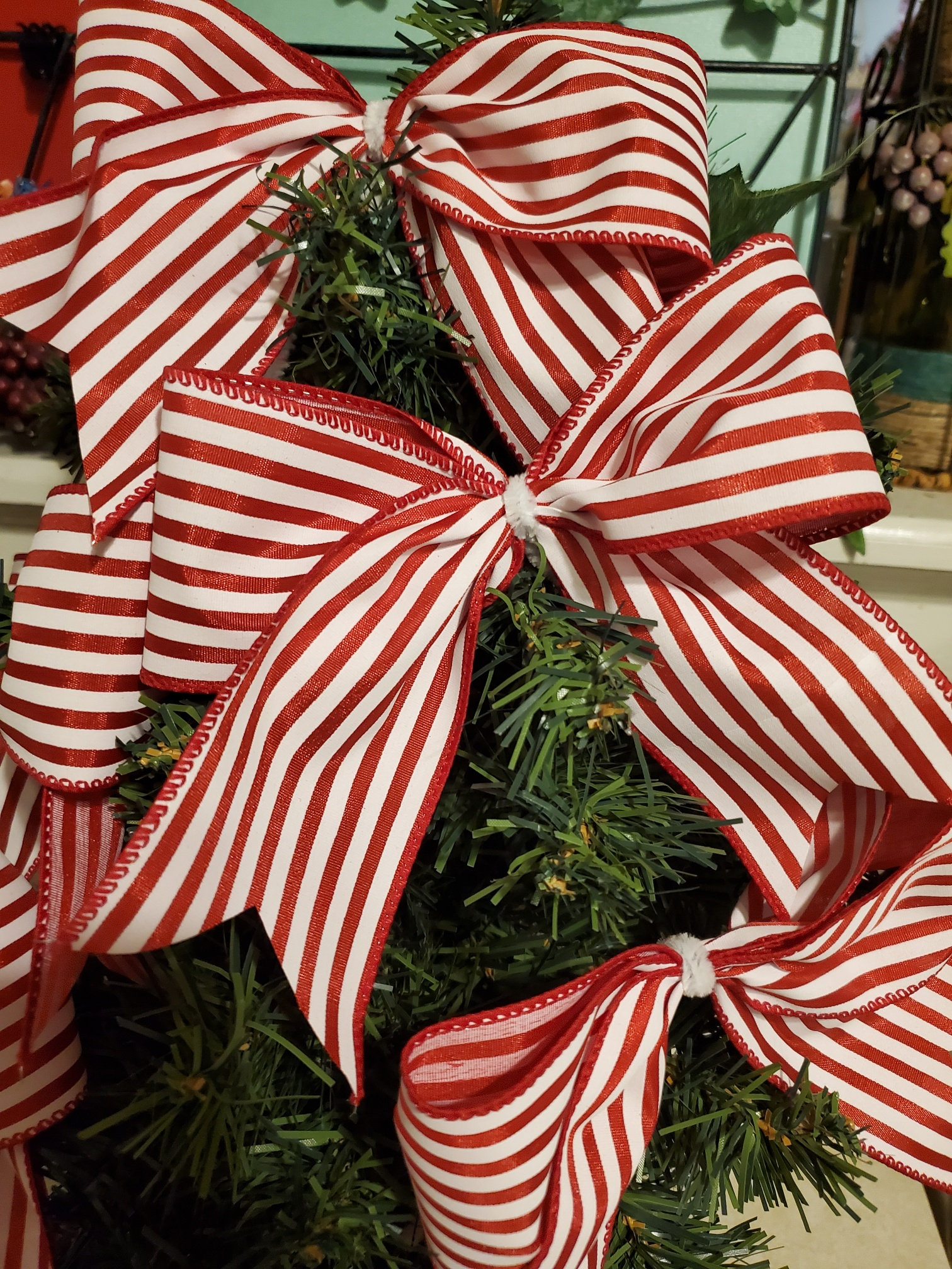 Christmas Tree Bow (set of 10) Red Pin Stripe Tree Bows - Etsy