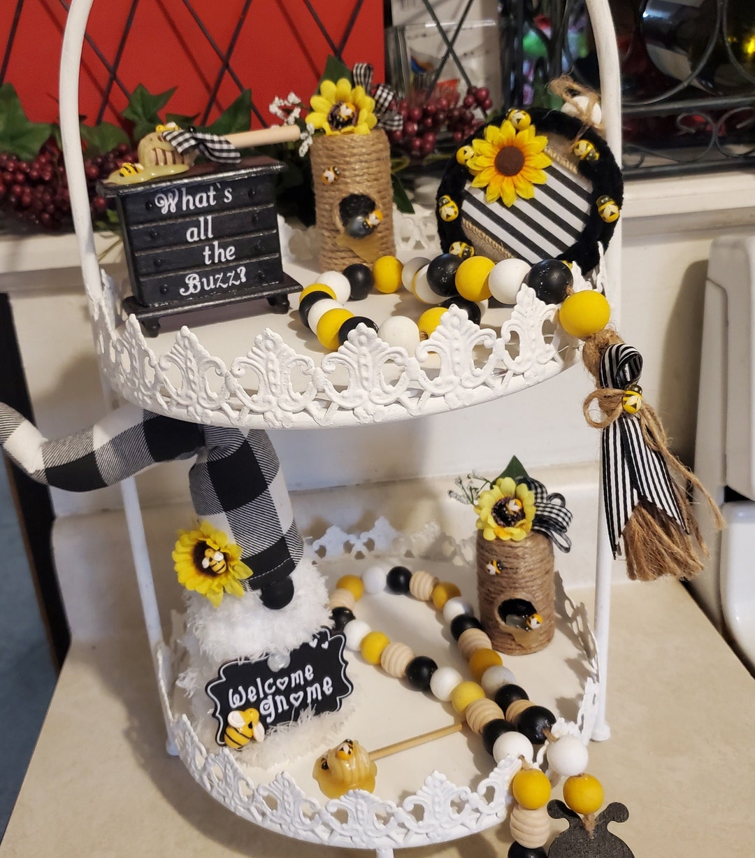 Bee Tier Tray Décor, Tiered Tray Décor, Farmhouse Tiered Tray Décor ...