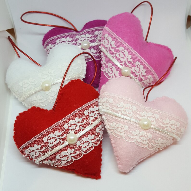 Felt Heart Ornaments - Etsy