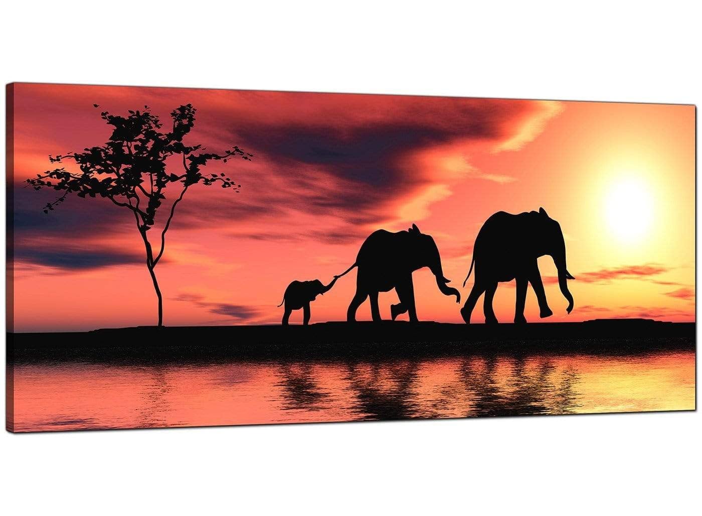 African Sunset Elephants Landscape Canvas Wall Art Print - Etsy UK