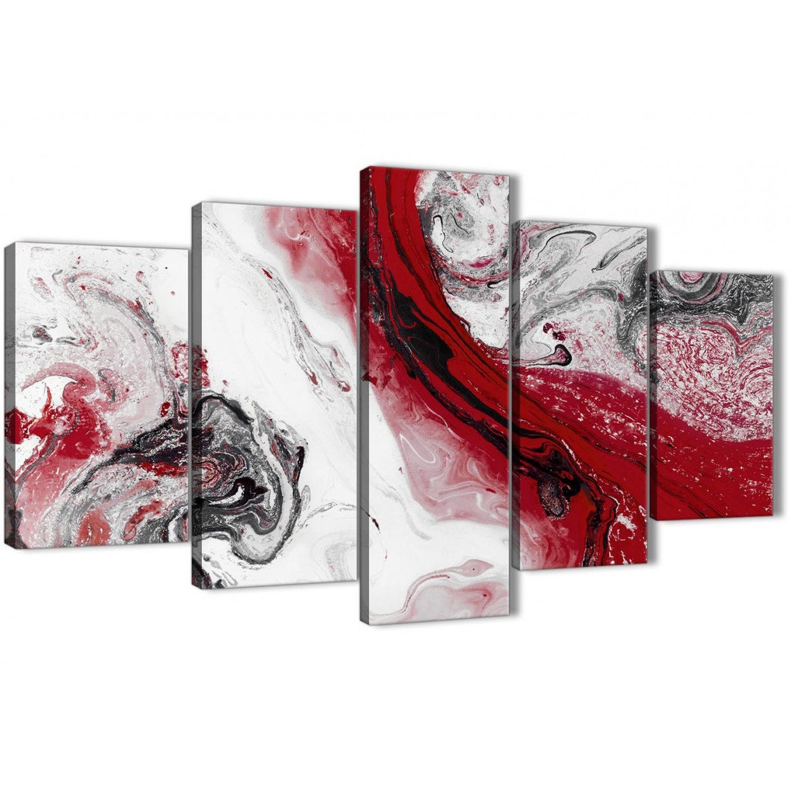 Red and Grey Swirl Living Room Canvas Pictures Accessories - Abstract ...