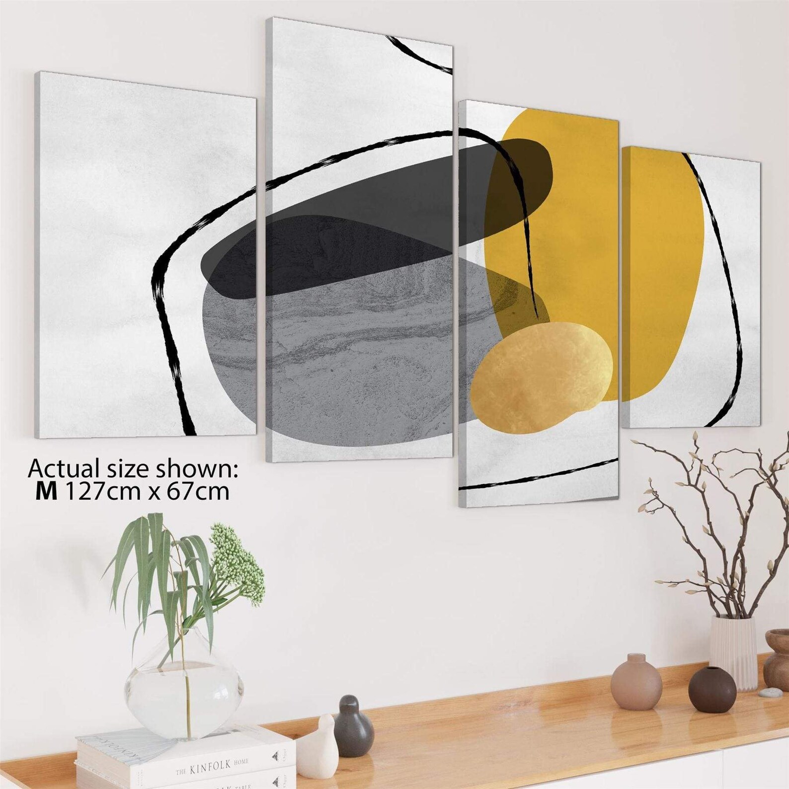 Abstract Mustard Yellow Grey Stones Design Canvas Wall Art - Etsy UK