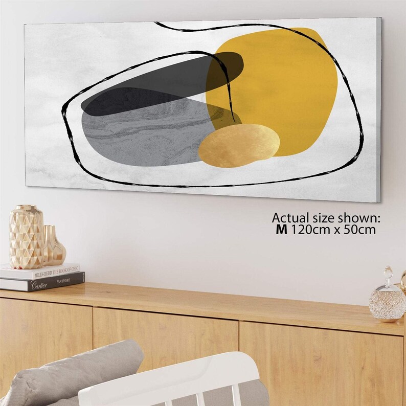 Abstract Mustard Yellow Grey Stones Design Canvas Wall Art - Etsy UK