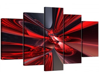 Red and Grey Swirl Living Room Canvas Pictures Accessories - Etsy UK
