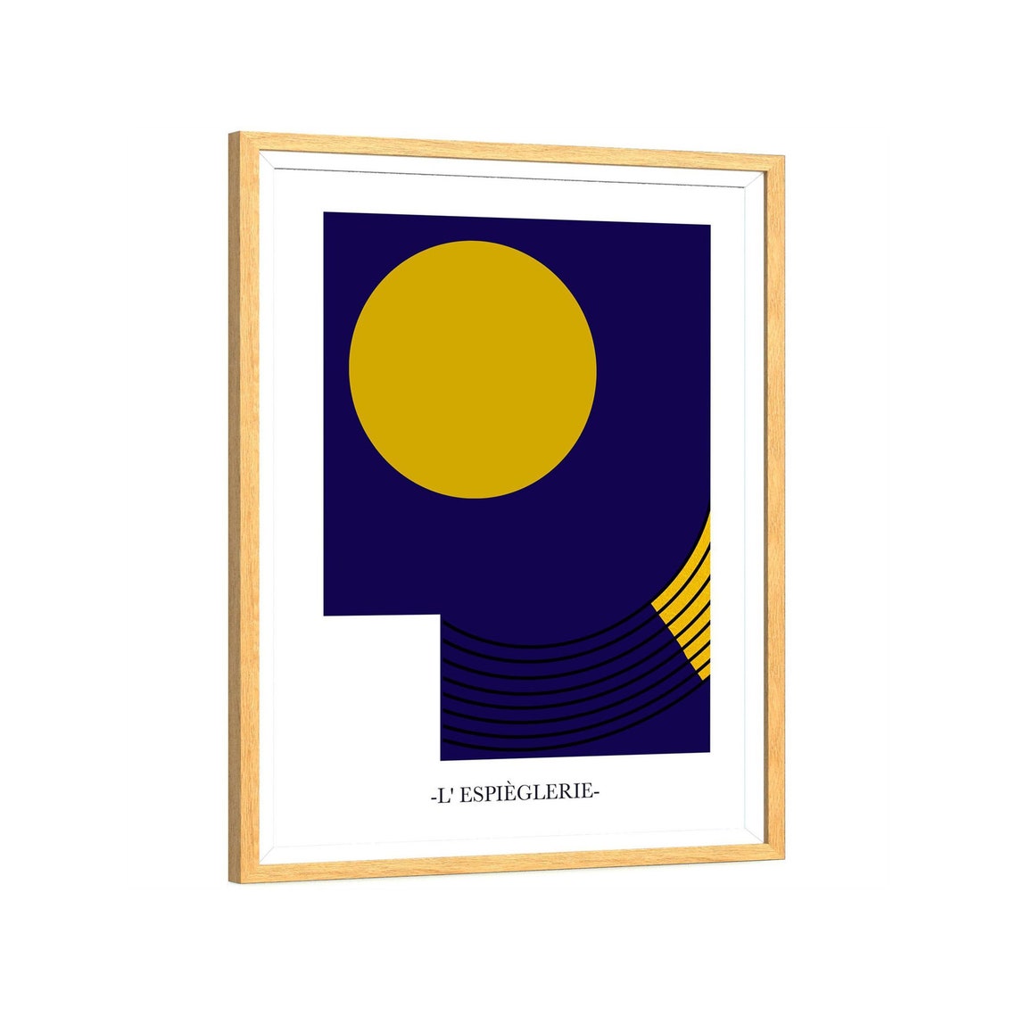 Abstract Navy Blue Yellow Geometric Framed Wall Art Print | Etsy