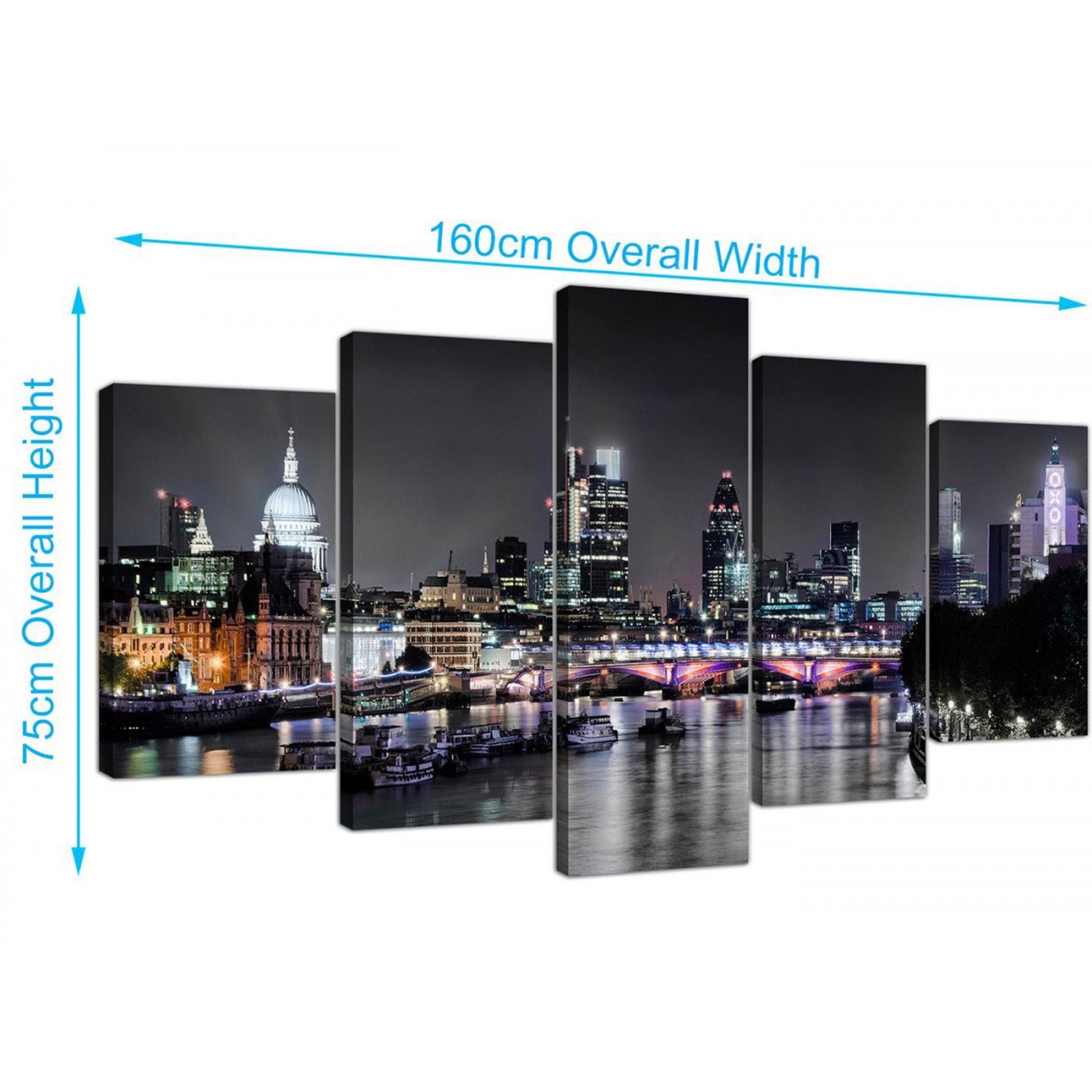 London Skyline at Night Cityscape Canvas Wall Art Print - Etsy UK