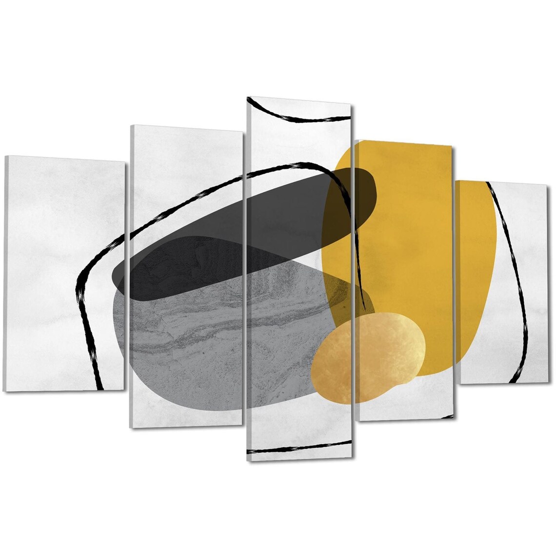 Abstract Mustard Yellow Grey Stones Design Canvas Wall Art - Etsy UK