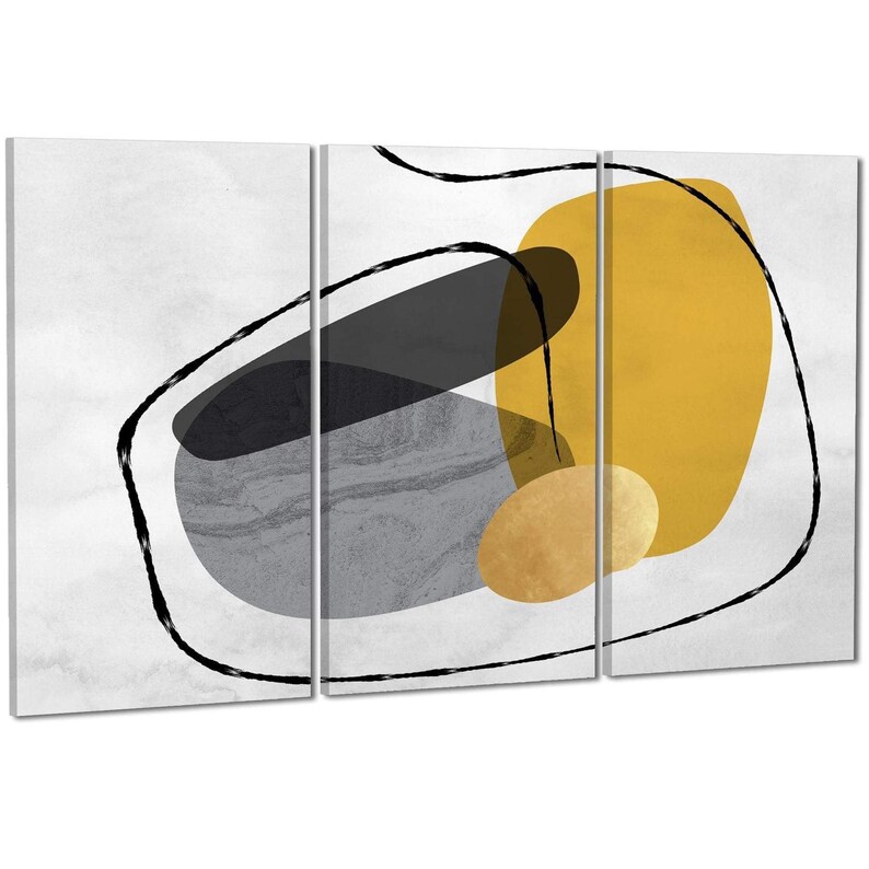 Abstract Mustard Yellow Grey Stones Design Canvas Wall Art - Etsy UK