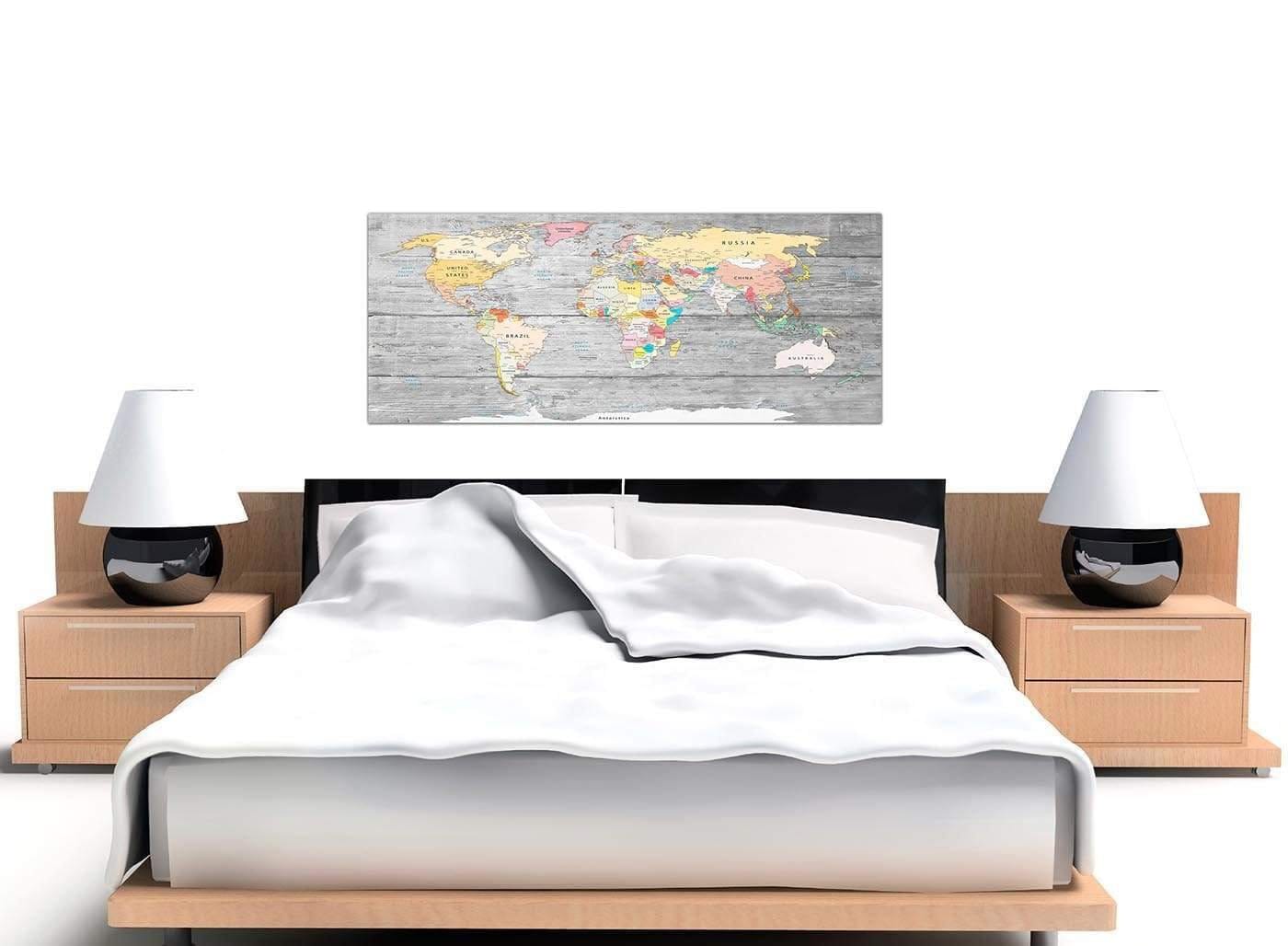 Map of the World Grey Canvas Wall Art Print - Etsy UK