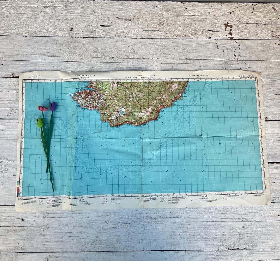 Soviet Military Geodetic Map Sevastopol, Yalta, Ukraine, Printed in ...