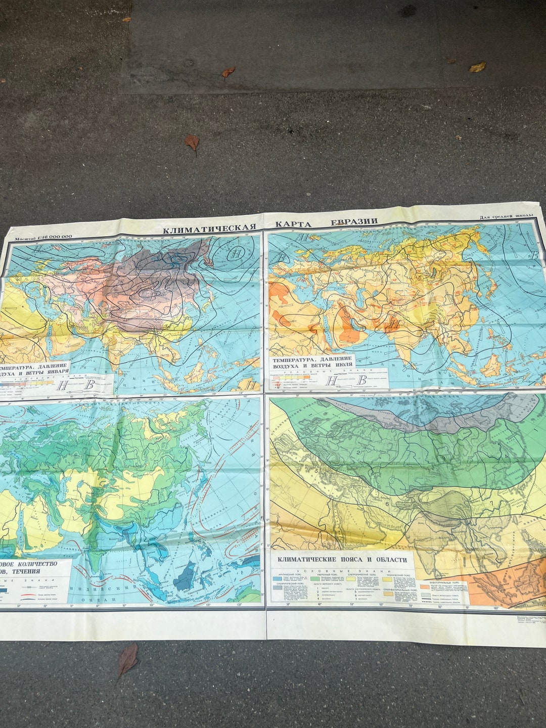 Vintage Climate Map of Eurasia Soviet Era, Map Made in Ussr ...
