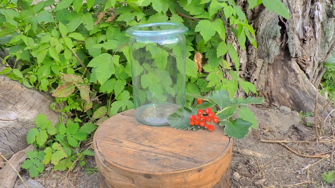 Wide-necked Bottle, Vintage Jar, Handmade Glass Jars, Glass Terrarium ...