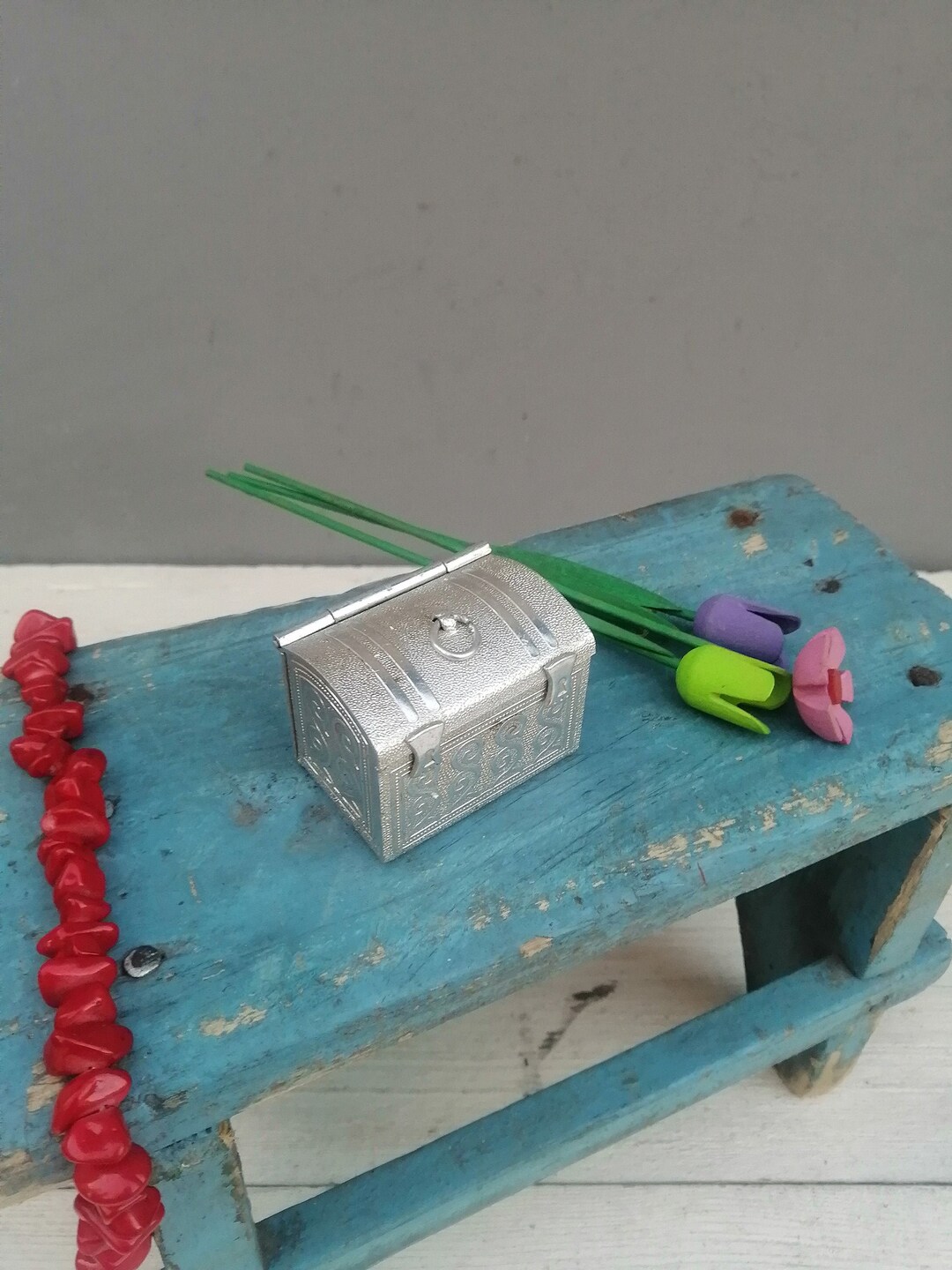 Small Jewelry Box, Stained Glass Aluminum Box, Small Metal Chest ...