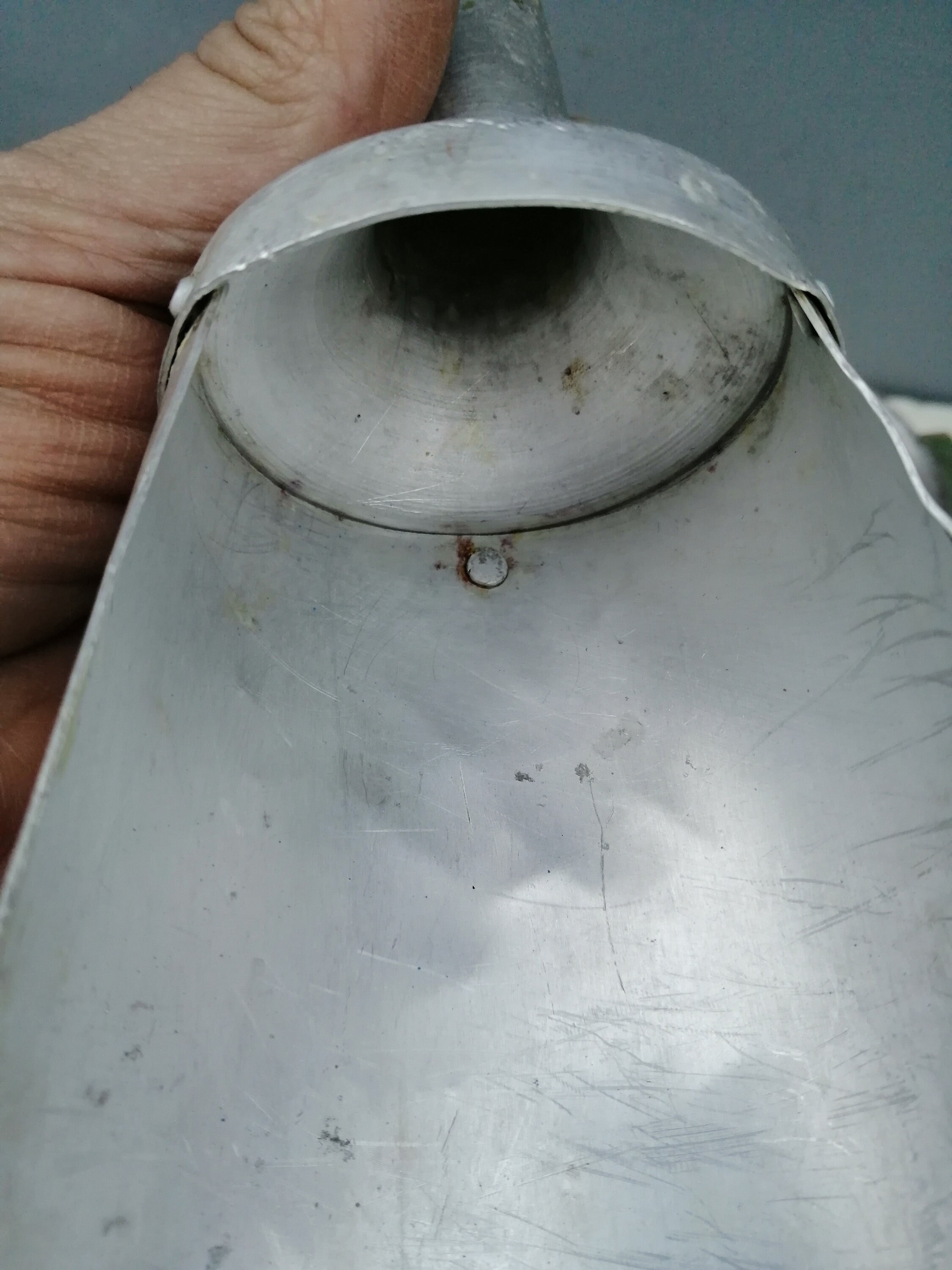 Vintage Aluminum Ladle Frying Pan and Plate, Vintage Tableware, Metal ...