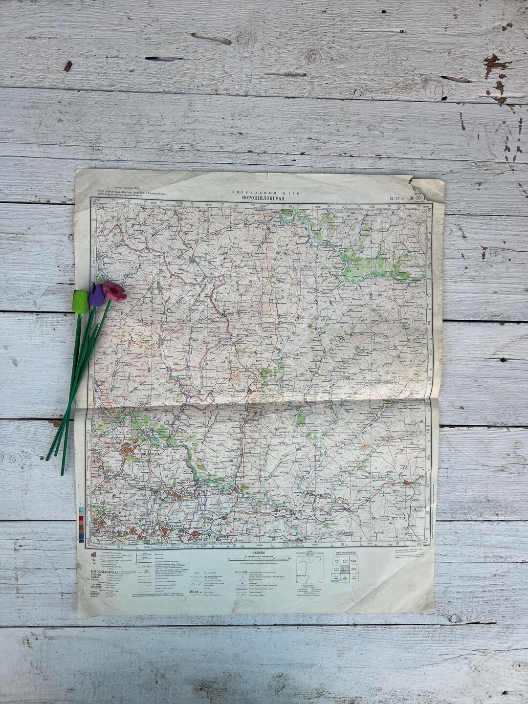 Soviet Military Geodetic Map Voroshilovgrad, Ukraine, Printed in 1985 ...