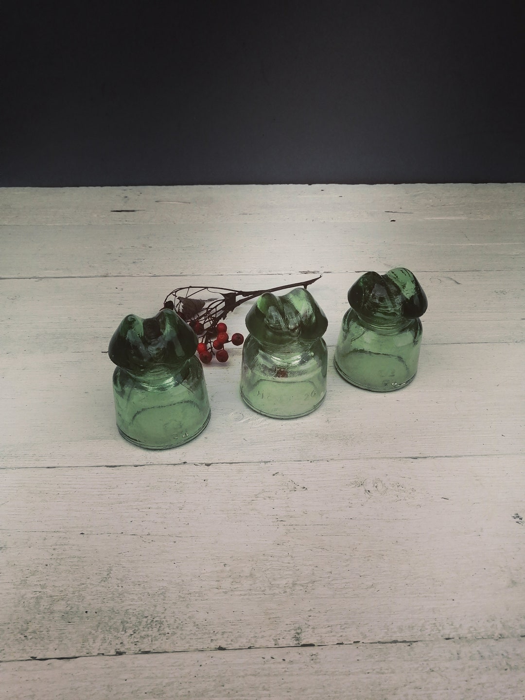 Large Antique Glass Insulator, Glass Green Insulator, Vintage Insulator ...