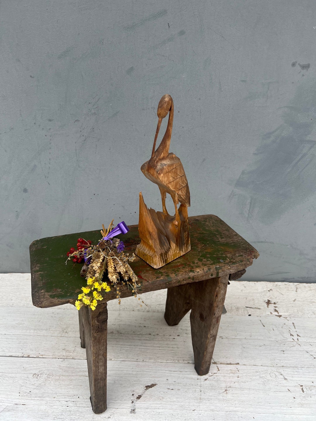 Wood Stork, Vintage Bird, Wood Carving, Hand Carving, 3D Wood Carving ...