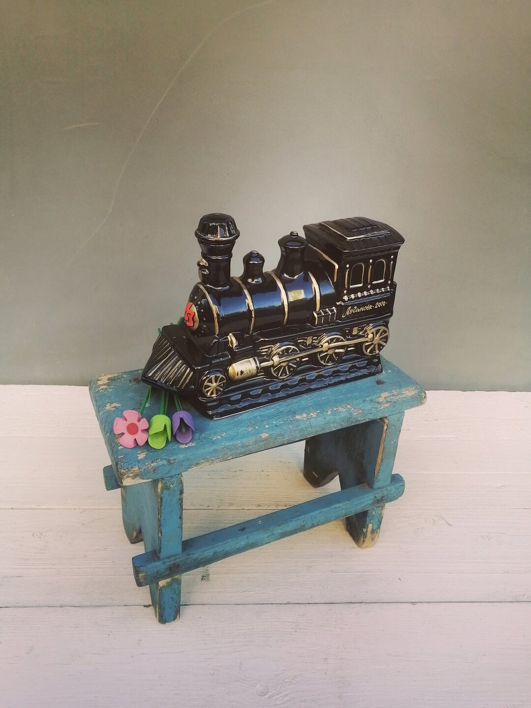 Vintage Porcelain Steam Train, Unique Steam Train Tequila Bottle ...