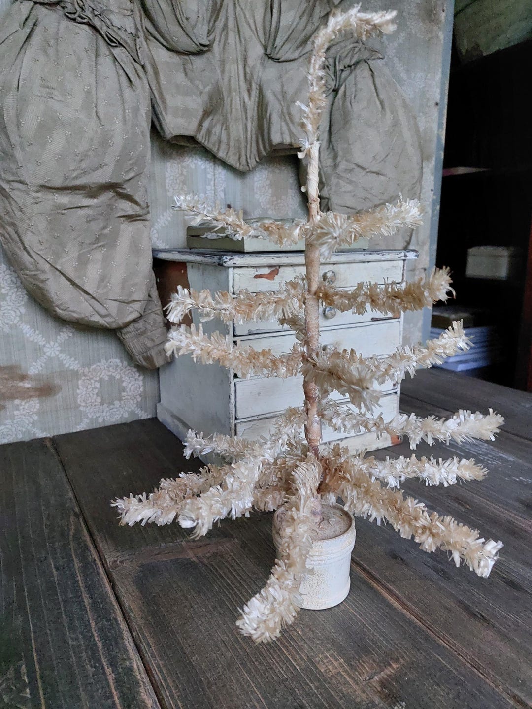 Antique Vintage Feather Tree Christmas Tree White 1940 1940s Paper - Etsy