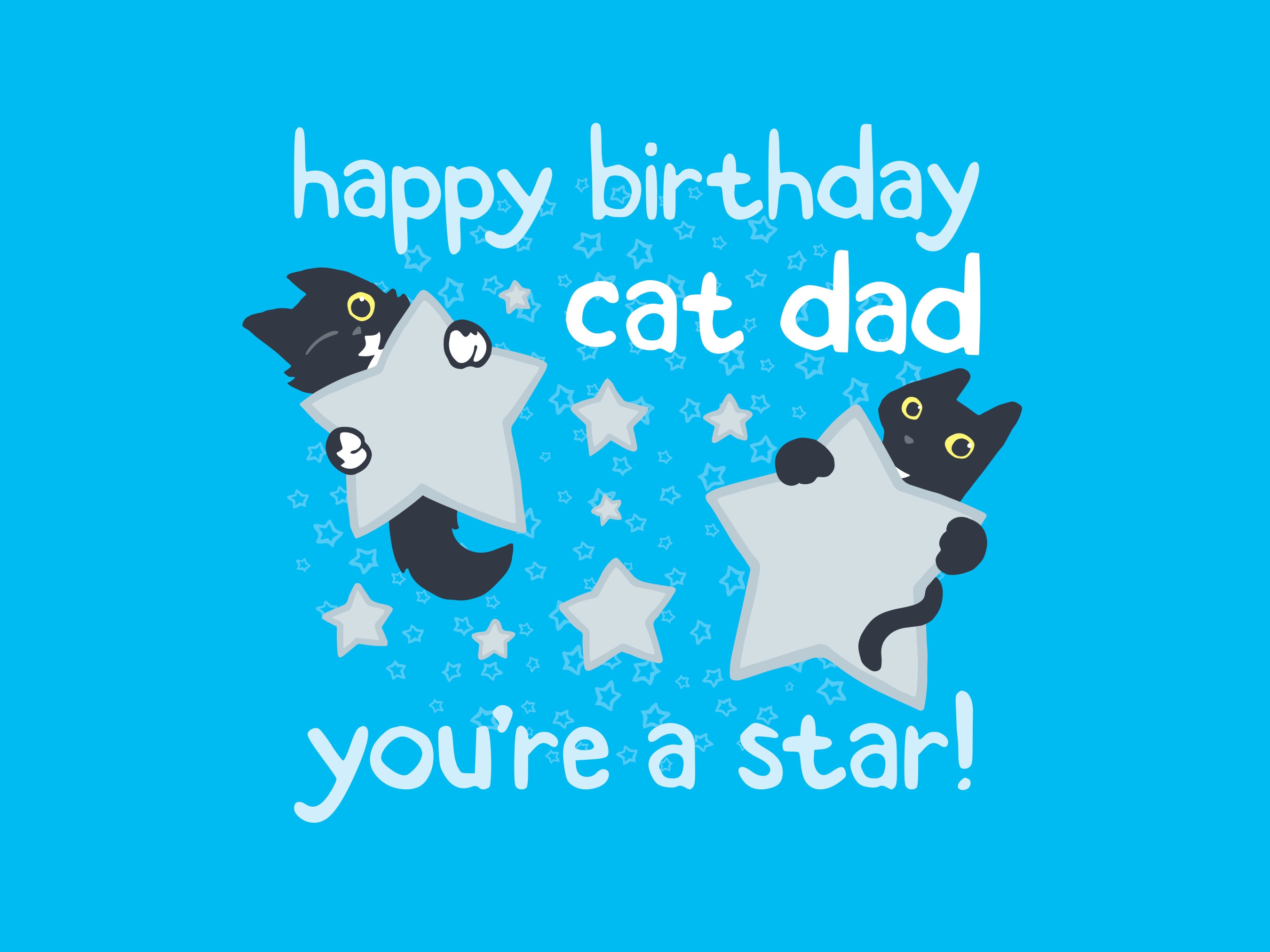Cat Dad Birthday Card With Black Cats Happy Birthday Card for | Etsy UK