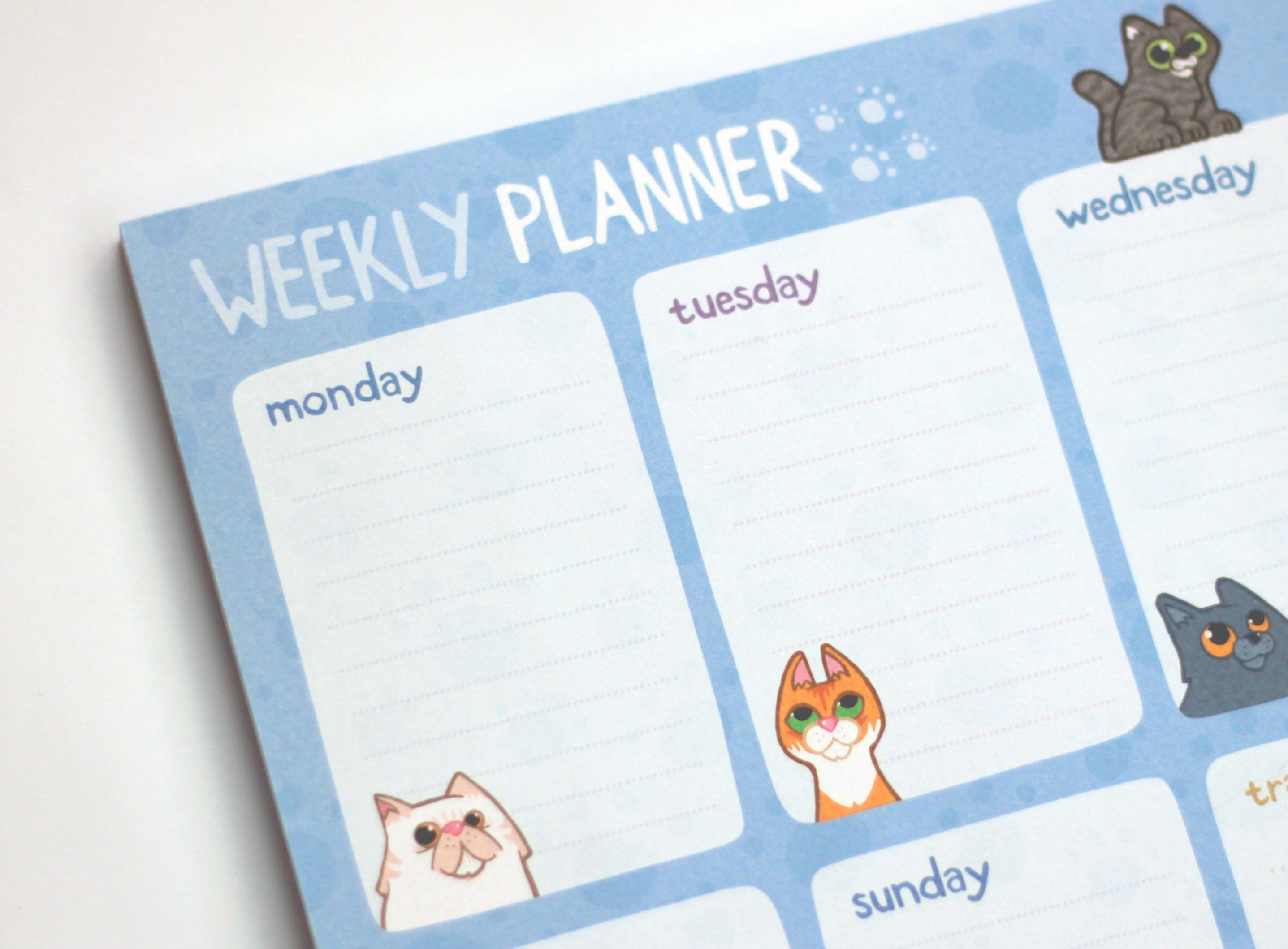 Cat Themed Weekly Planner Weekly Planner Pad With Cat - Etsy UK