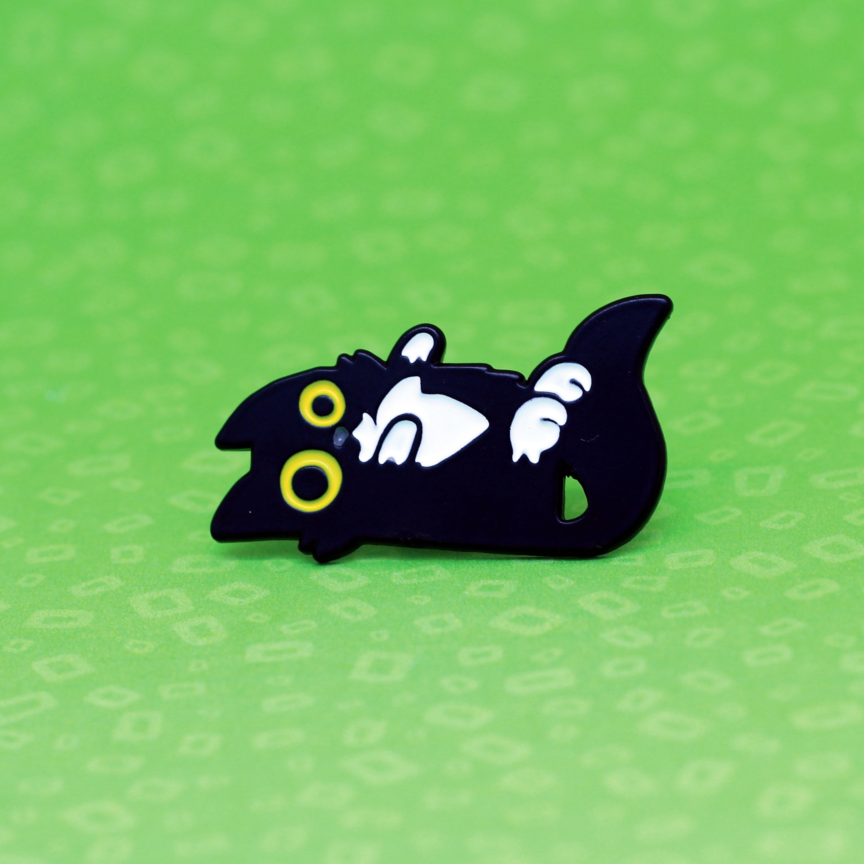 Cute Tuxedo Cat Enamel Pin Fluffy Cat on Back Pin Cute Black - Etsy