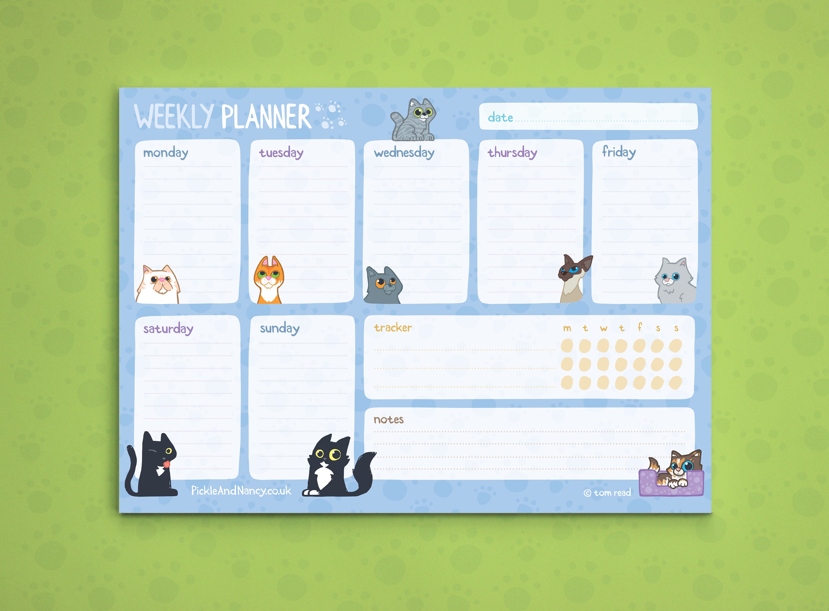 Cat Themed Weekly Planner Weekly Planner Pad With Cat - Etsy