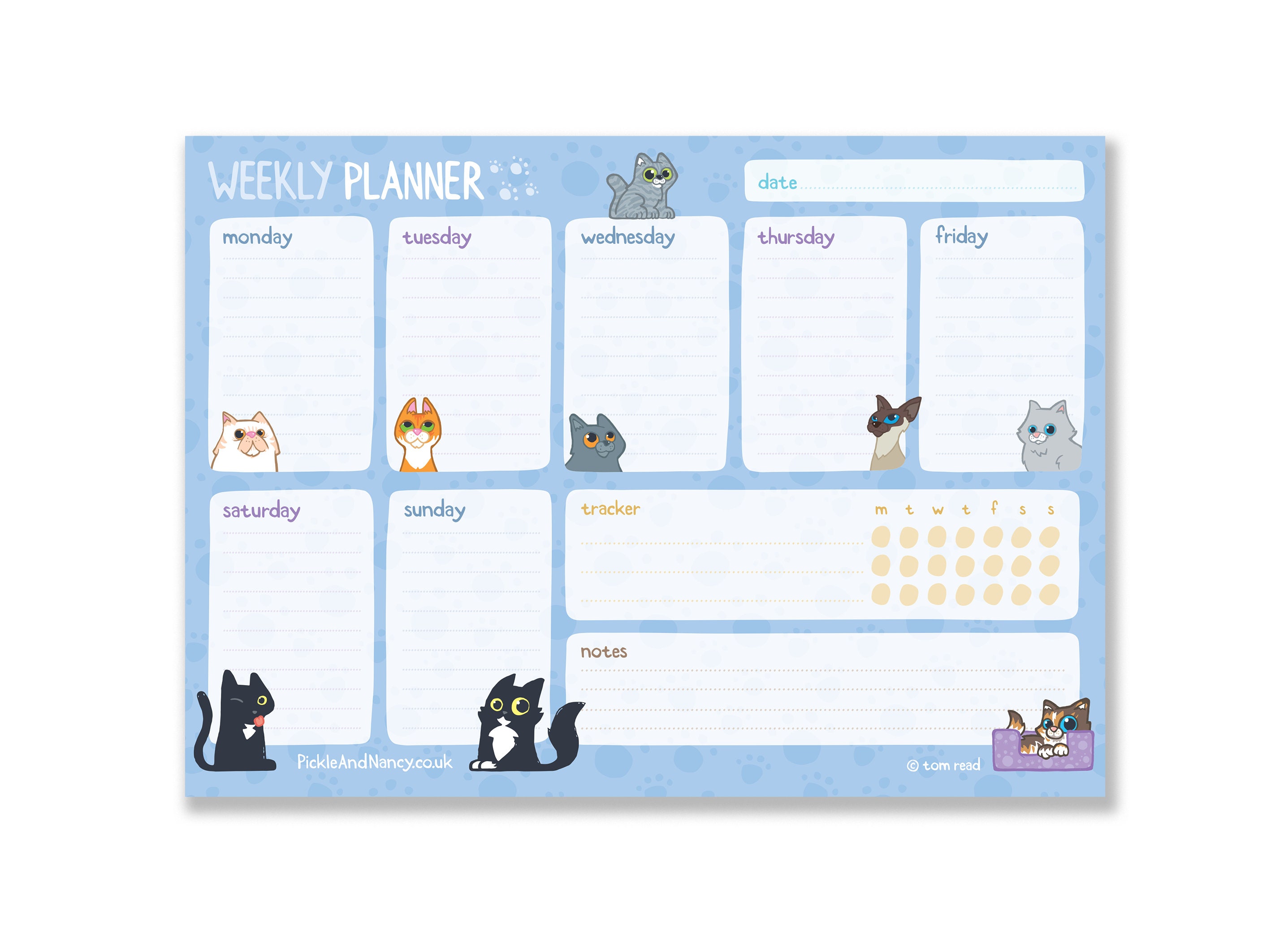 Cat Themed Weekly Planner Weekly Planner Pad With Cat - Etsy UK