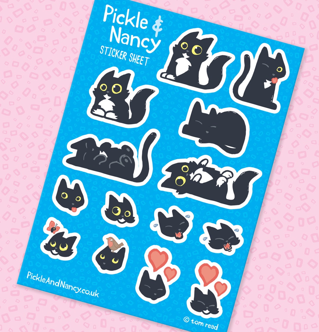 Black Cat Stickers, Black Cat A6 Sticker Sheet, 14 Cute Stickers With ...