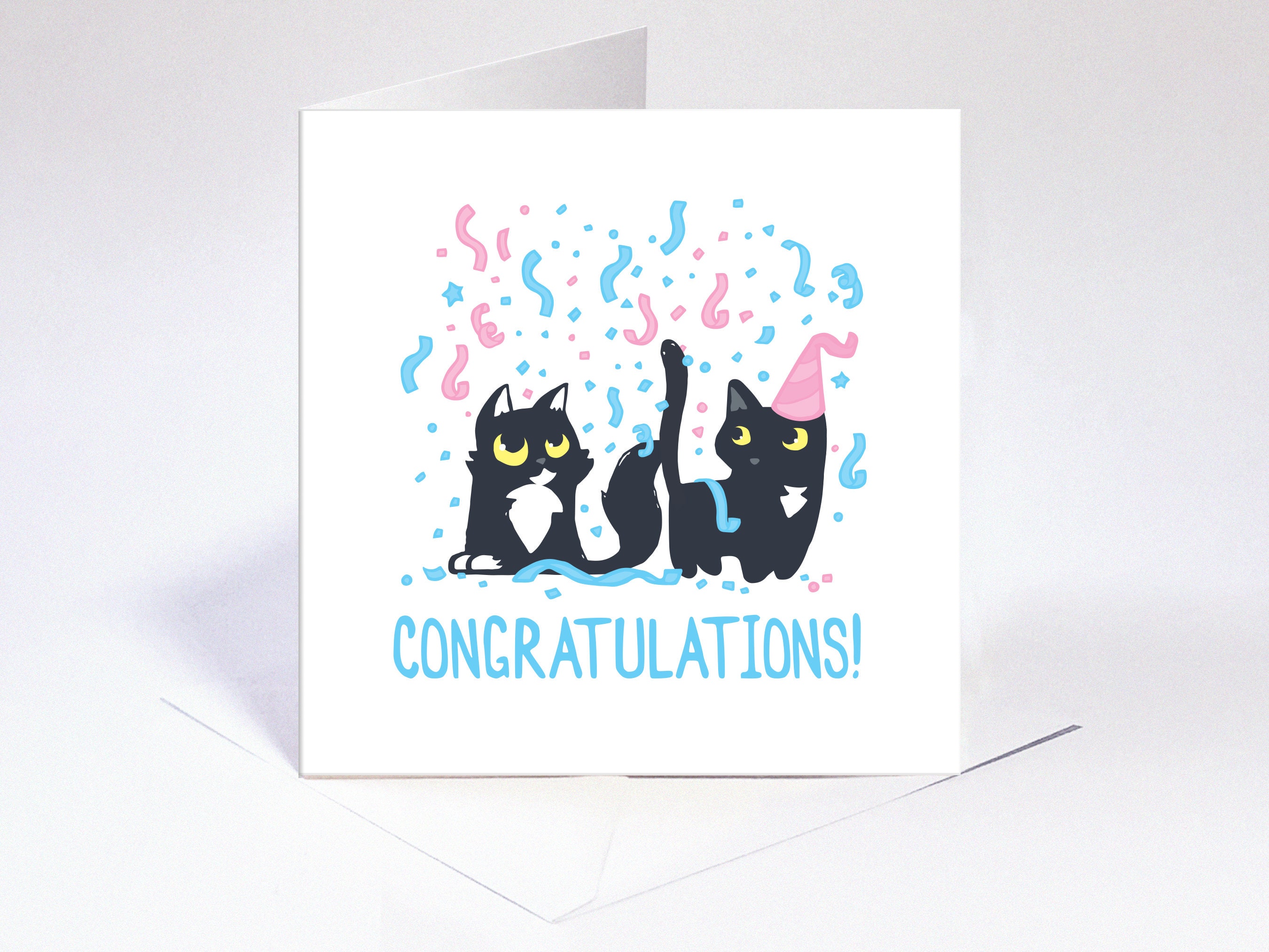 Black Cat Congratulations Card Cat Themed Congratulations - Etsy UK