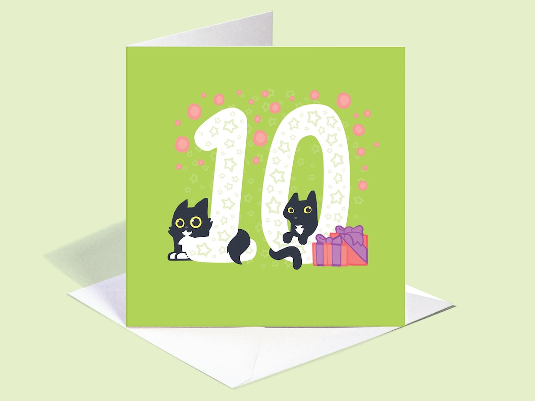 Cute Birthday Card For Ten Year Old Kids Birthday Card With Etsy