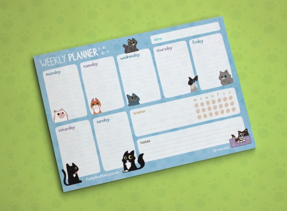 Cat Themed Weekly Planner Weekly Planner Pad With Cat | Etsy