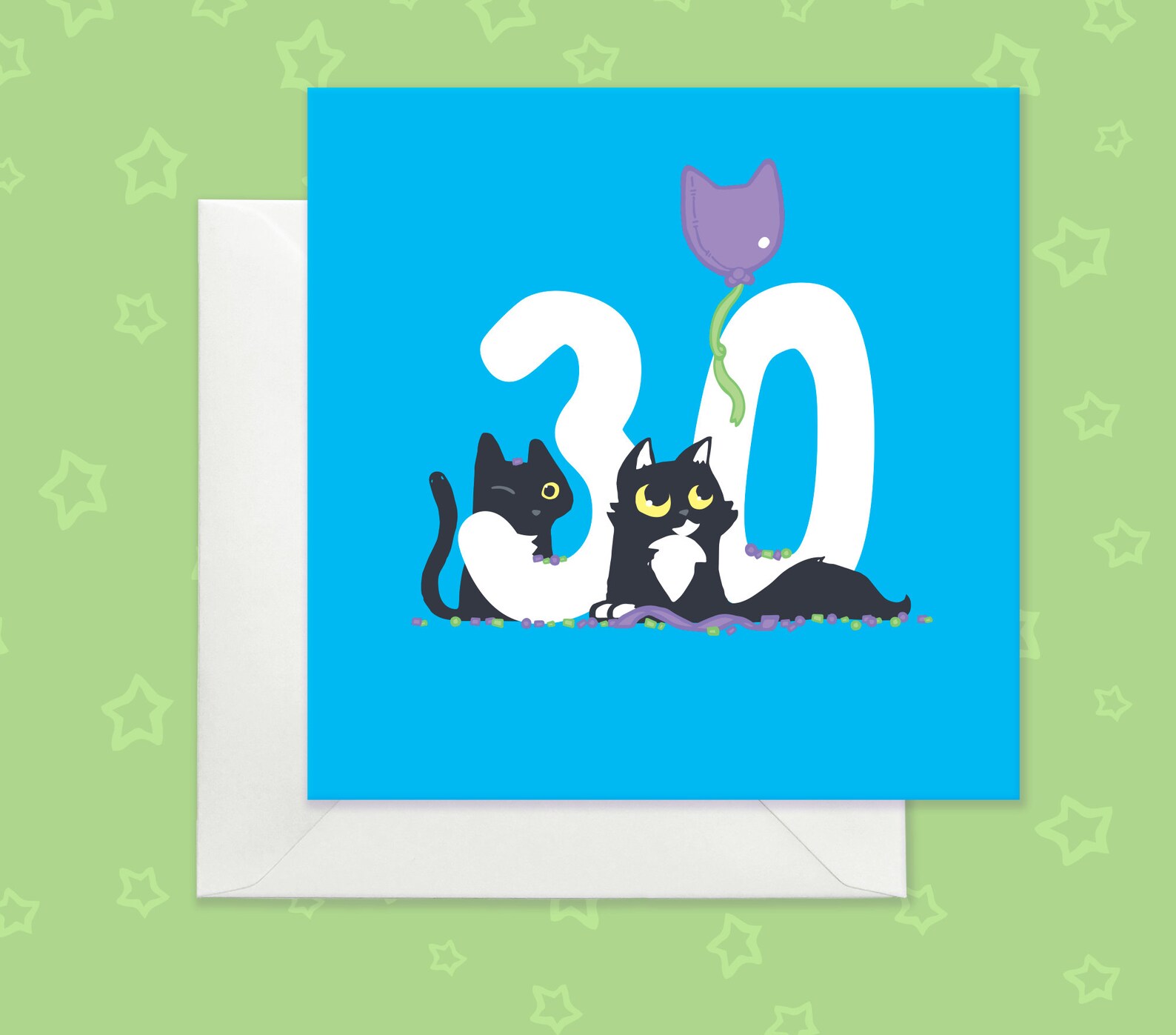 Bright Blue 30th Birthday Card for Him, 30th Birthday Card With Black ...