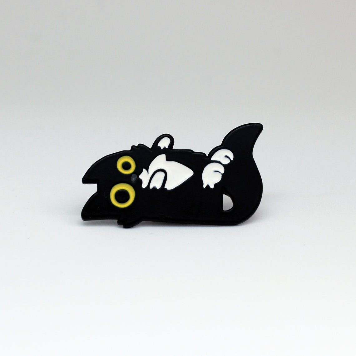 Cute Tuxedo Cat Enamel Pin Fluffy Cat on Back Pin Cute Black - Etsy