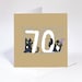 70th Cat Birthday Card, Gold 70th Birthday Card, Black Cat Birthday ...