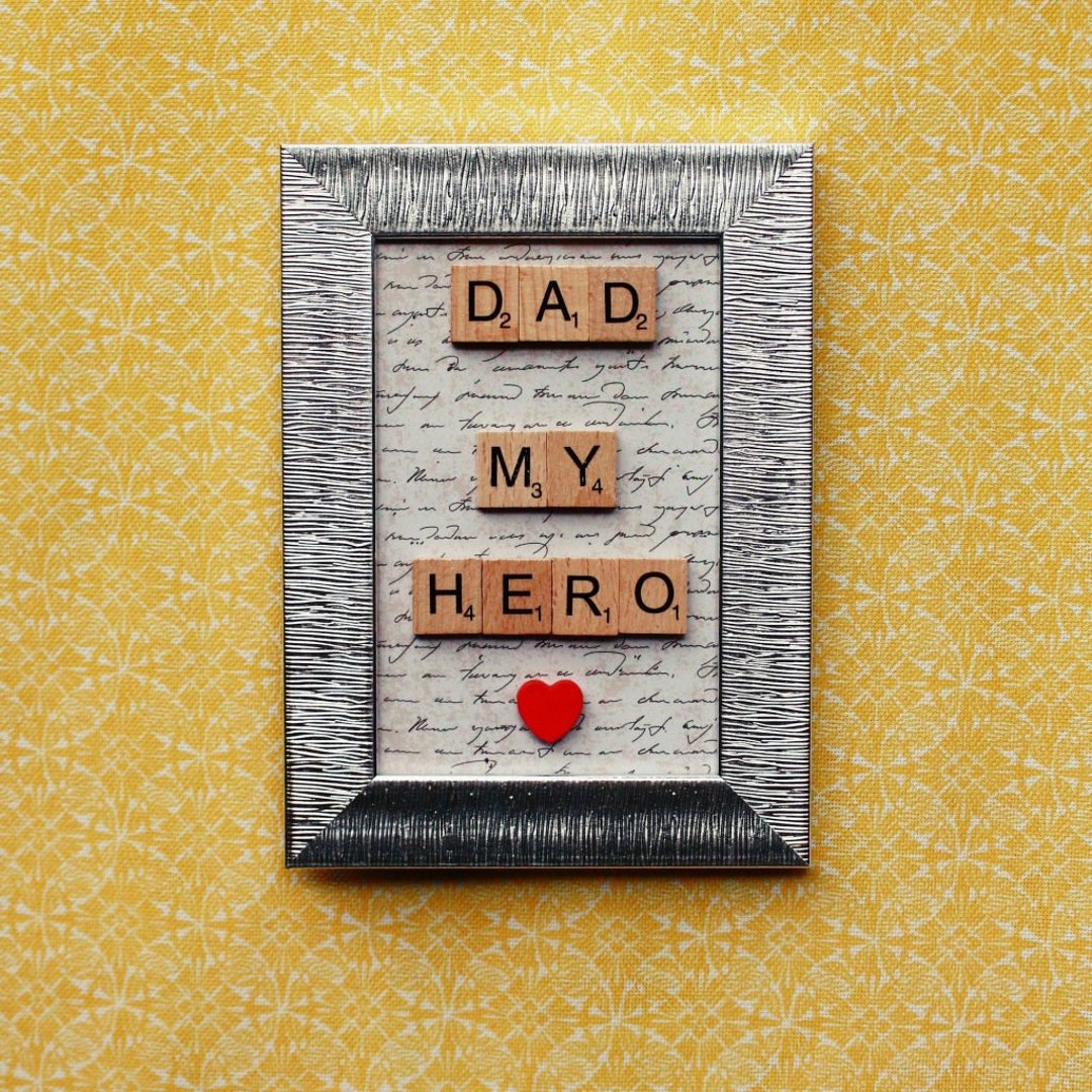 Dad My Hero Frame / Our Hero Scrabble Art / Father's Day - Etsy