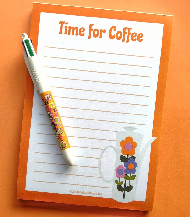 Retro Coffee Pot A5 Notepad lined Retro Stationery Retro Notepad Dolly ...