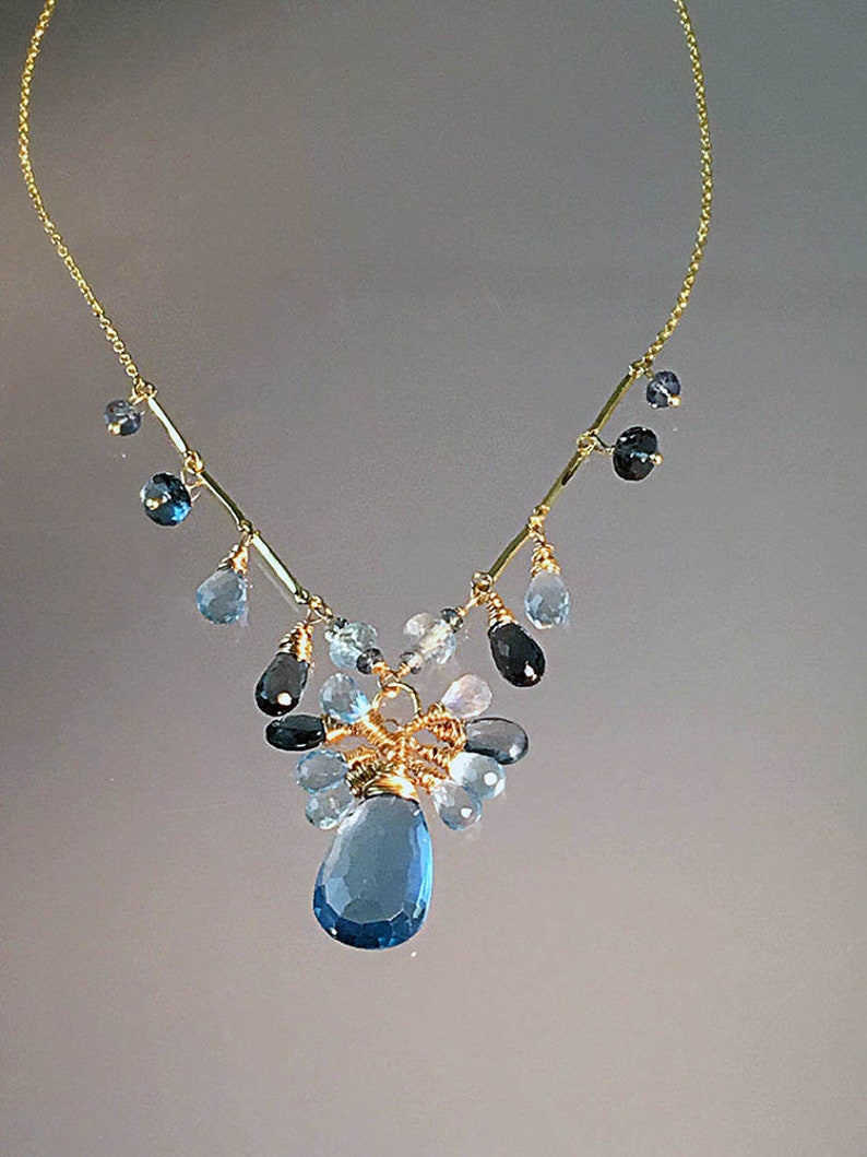 Topaz Cluster Necklace Blue Topaz Necklace Blue Necklace - Etsy