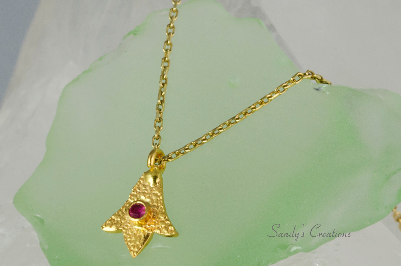 22K Solid Gold Ruby Charm Necklace Ruby Necklace Gold Ruby - Etsy