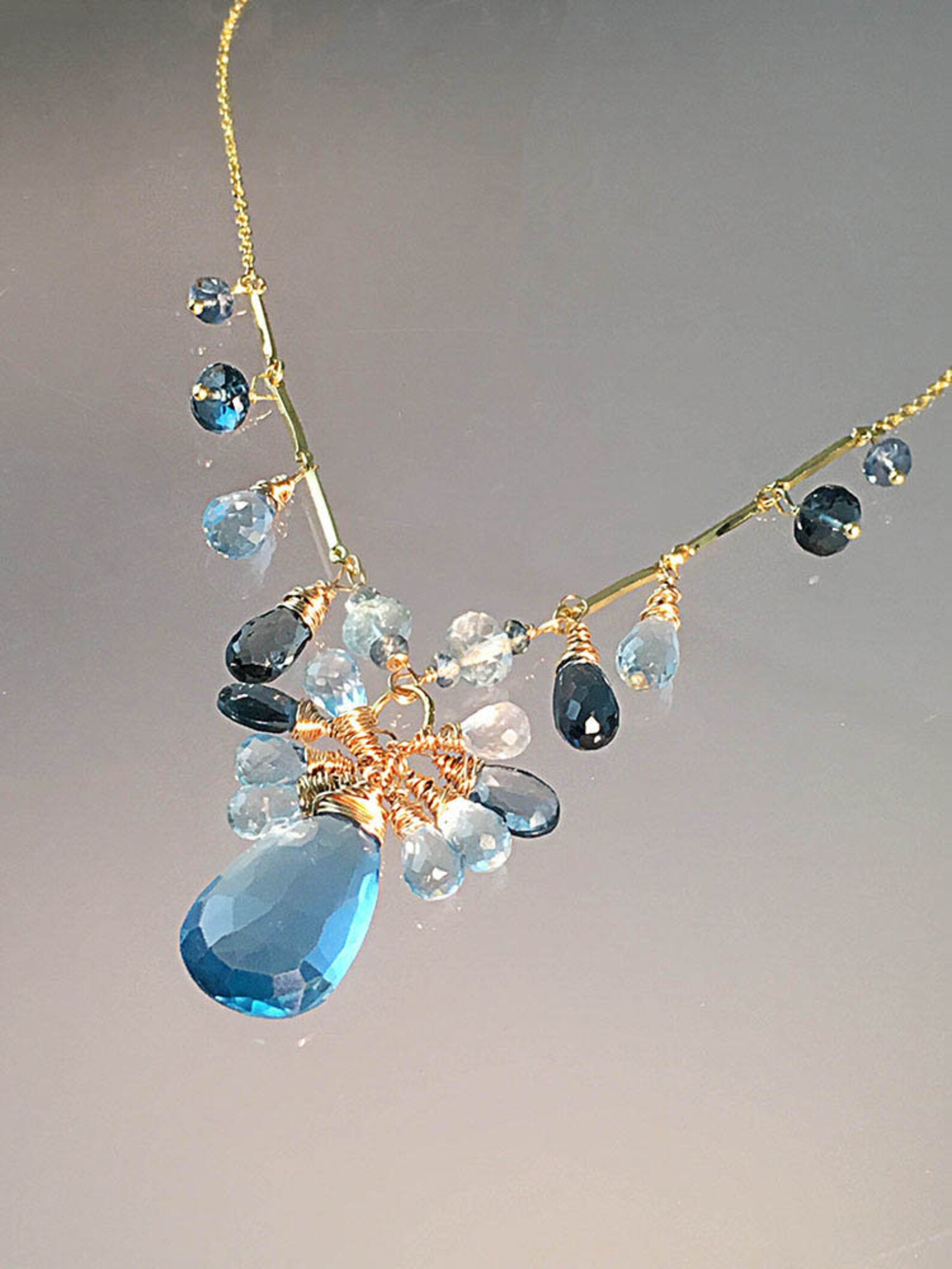 Topaz Cluster Necklace Blue Topaz Necklace Blue Necklace - Etsy