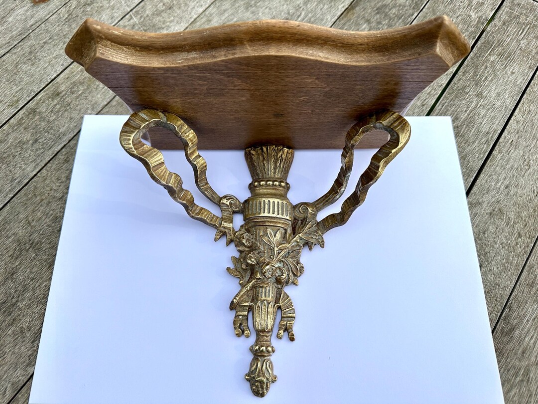 French Bronze Shelf - Antique / Vintage Empire Style Bronze and Wood ...
