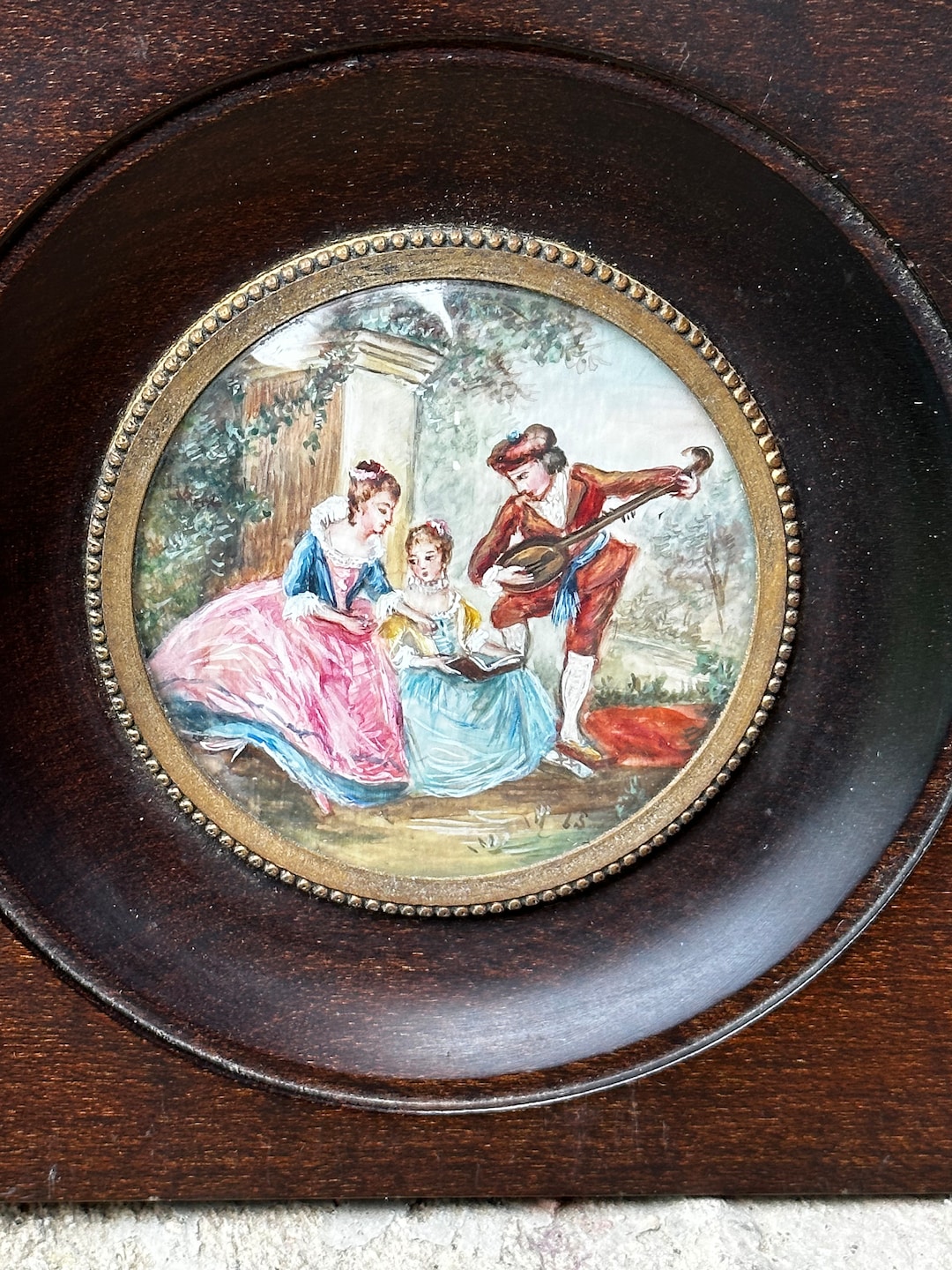 French Portrait Miniature - Fragonard Style Vintage French Hand Painted ...