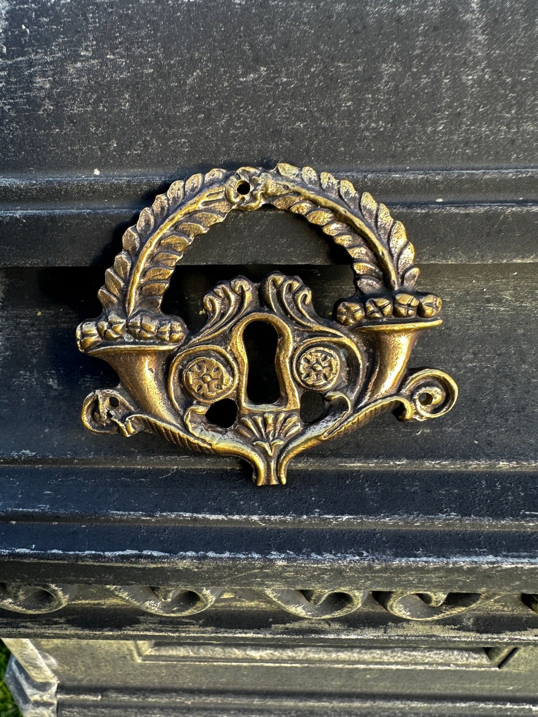 French Bronze Escutcheon Vintage French Empire Style Lock Escutcheon ...