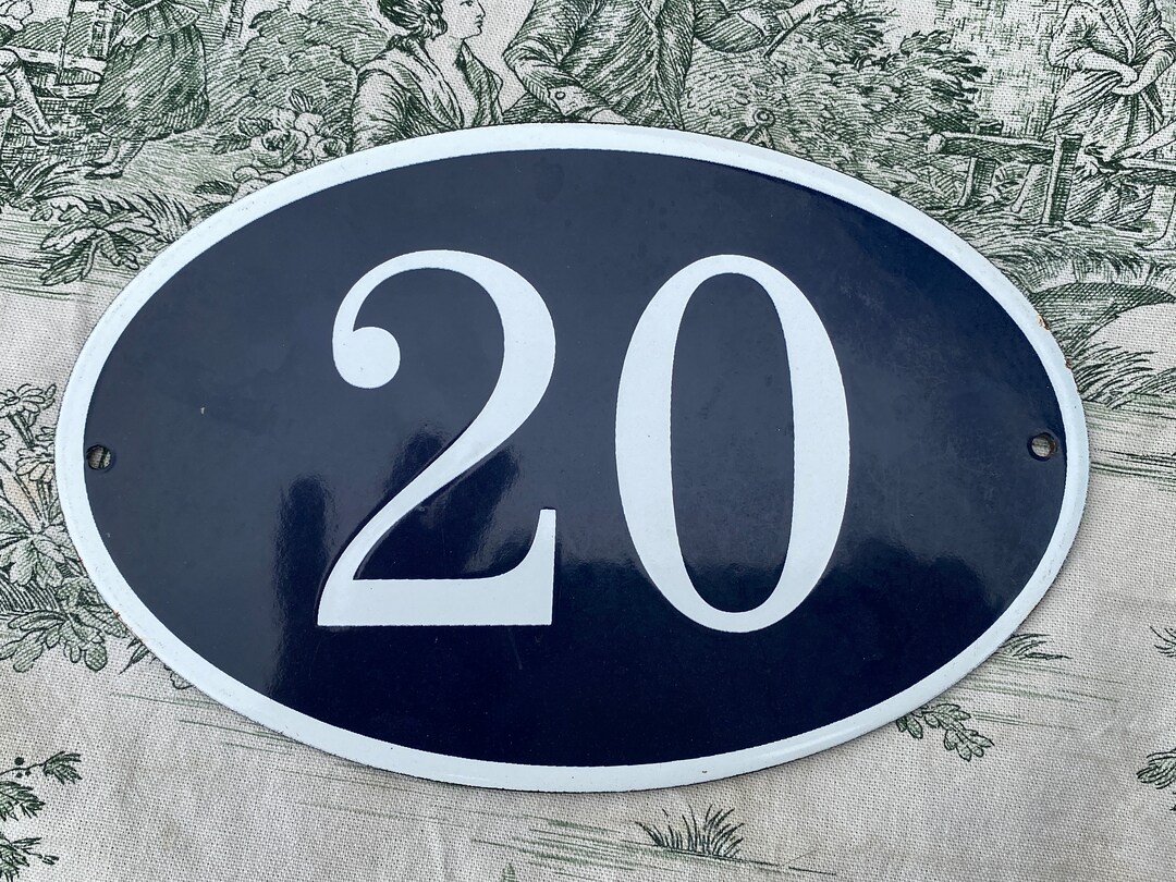 Vintage Large French Enamel House Number 20 Plaque Sign - Vintage Blue ...