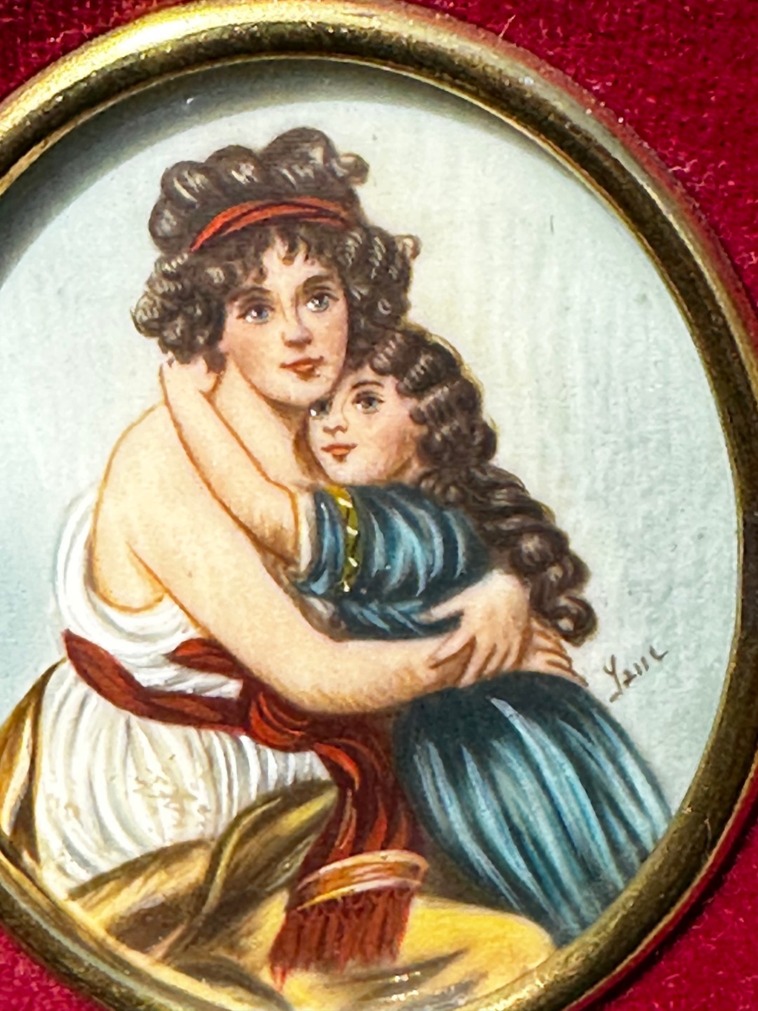 French Portrait Miniature Painting - Vintage French Hand Painted ...