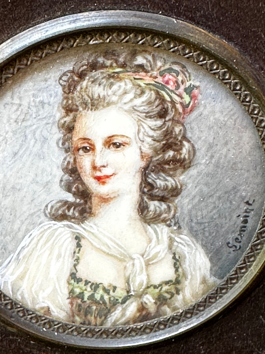French Portrait Miniature Painting of a Lady Antique/ Vintage French ...