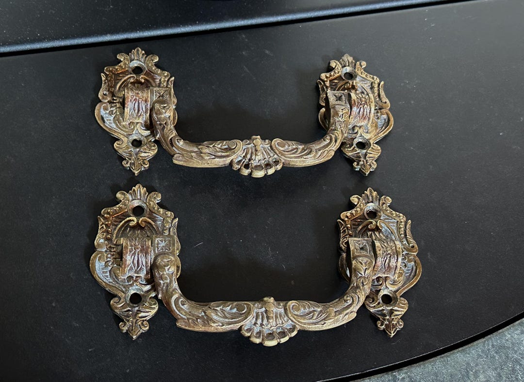 Antique French Bronze Drawer Handles - PAIR of Bronze Furniture Pull ...