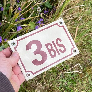 Vintage French Enamel House Number 3 BIS Plaque Sign - Vintage Cream ...