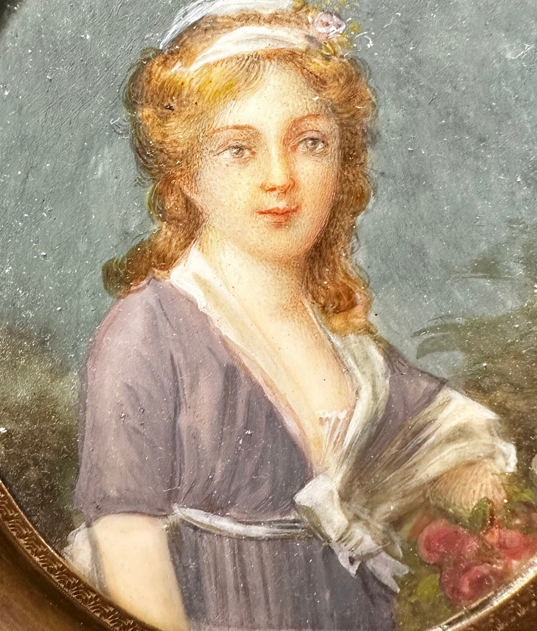 French Portrait Miniature - Antique French Miniature Painting of a Lady ...